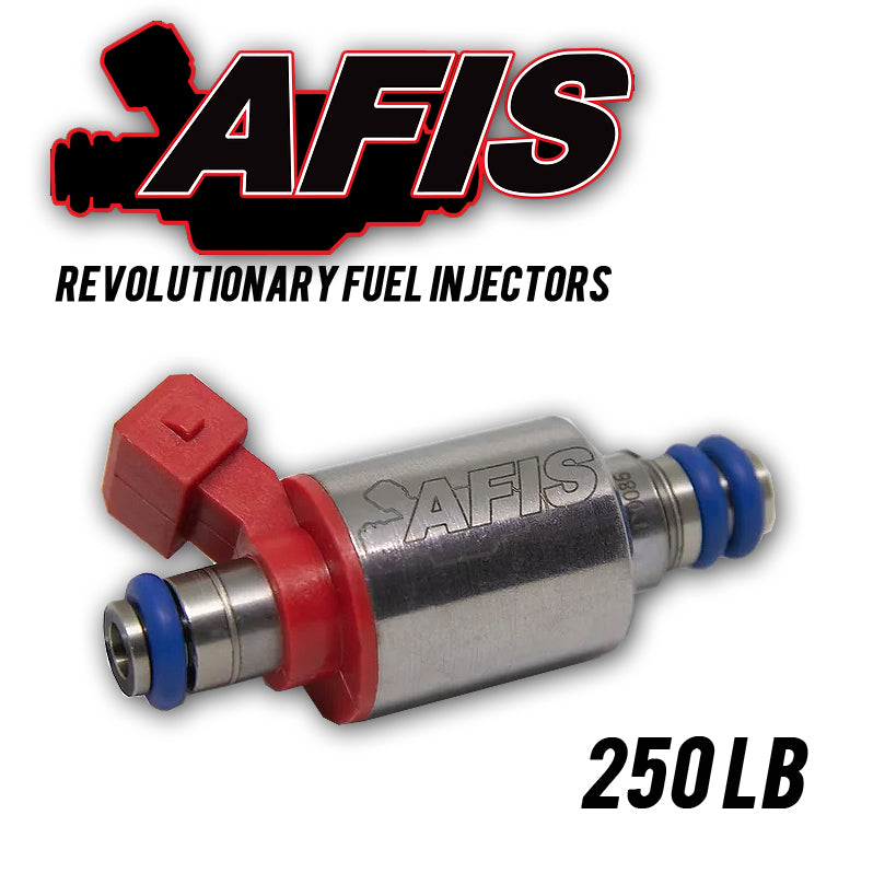 AFIS 250 LB/HR Low Impedance Fuel Injector, Set of 8 – Full Throttle Speed
